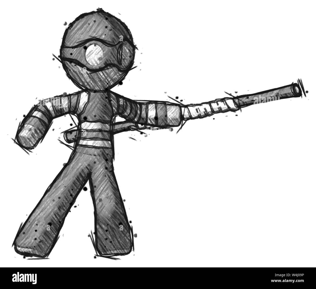 Sketch thief man bo staff pointing right kung fu pose Stock Photo - Alamy