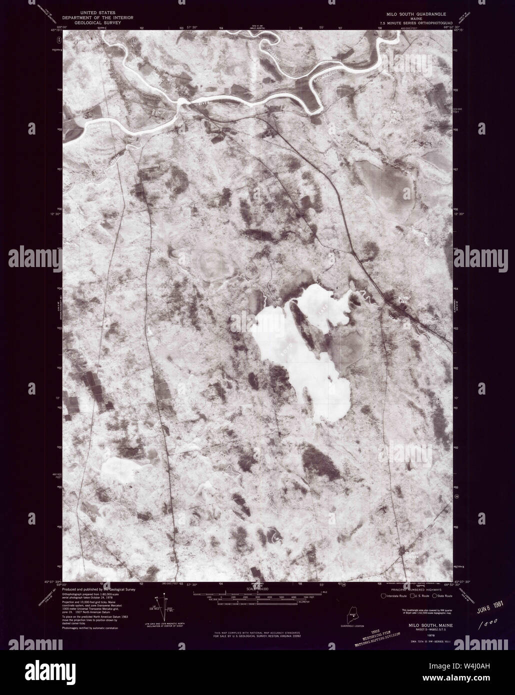 Maine USGS Historical Map Milo South 806920 1978 24000 Inversion ...