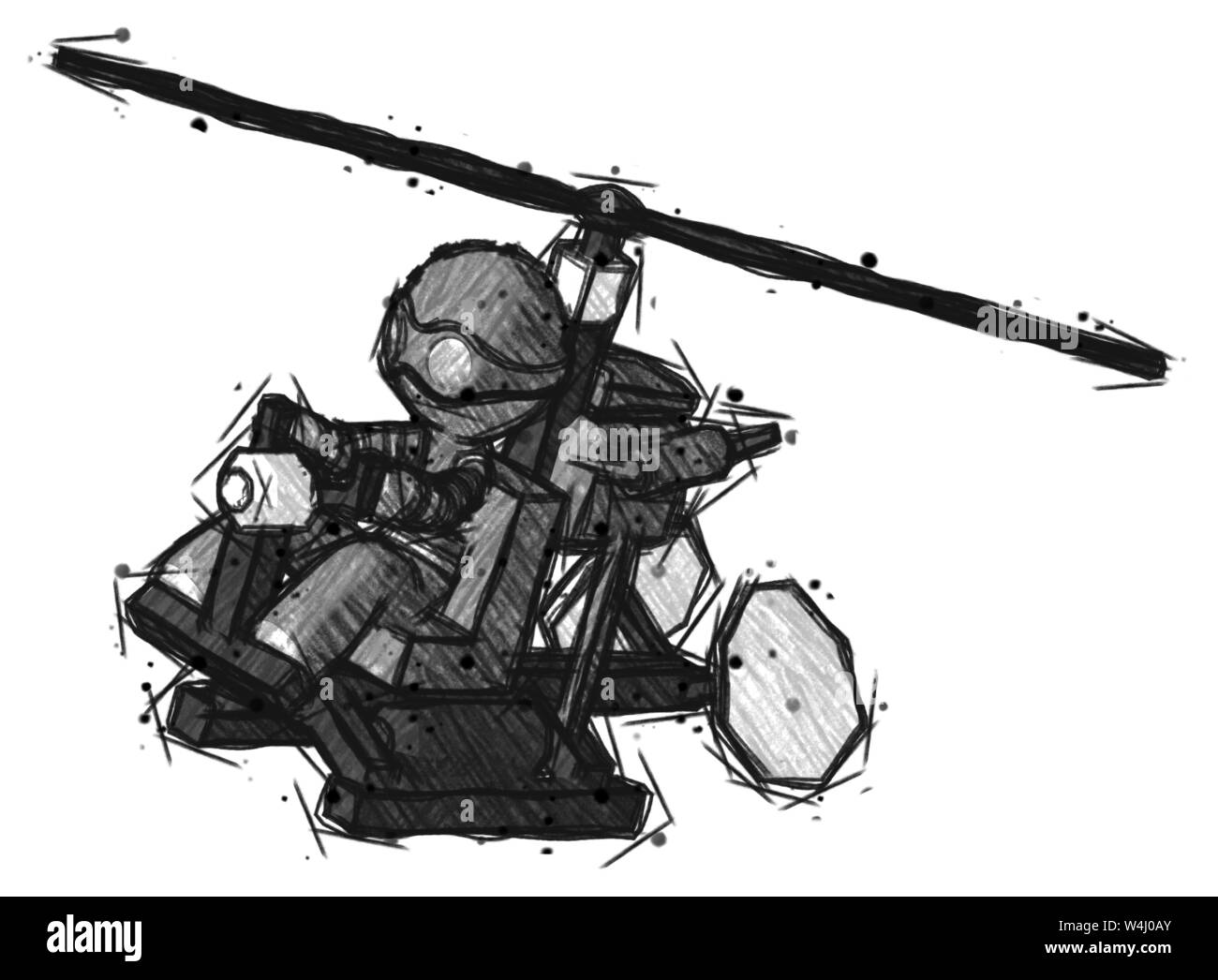 Flying machine sketch Black and White Stock Photos & Images - Alamy