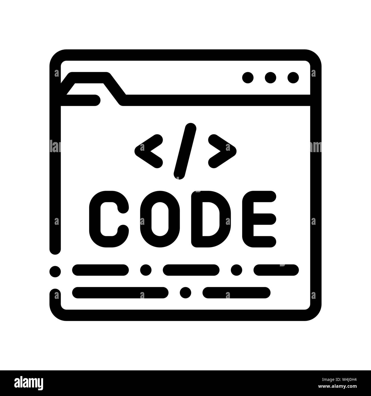 Code File Computer System Vector Thin Line Icon Stock Vector Image 8272