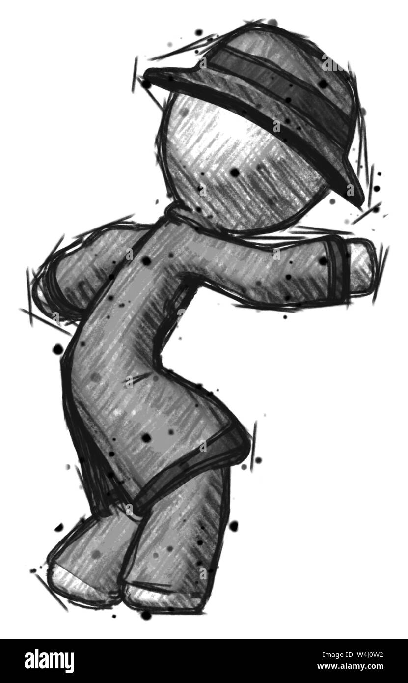 Sketch detective man sneaking while reaching for something Stock Photo ...