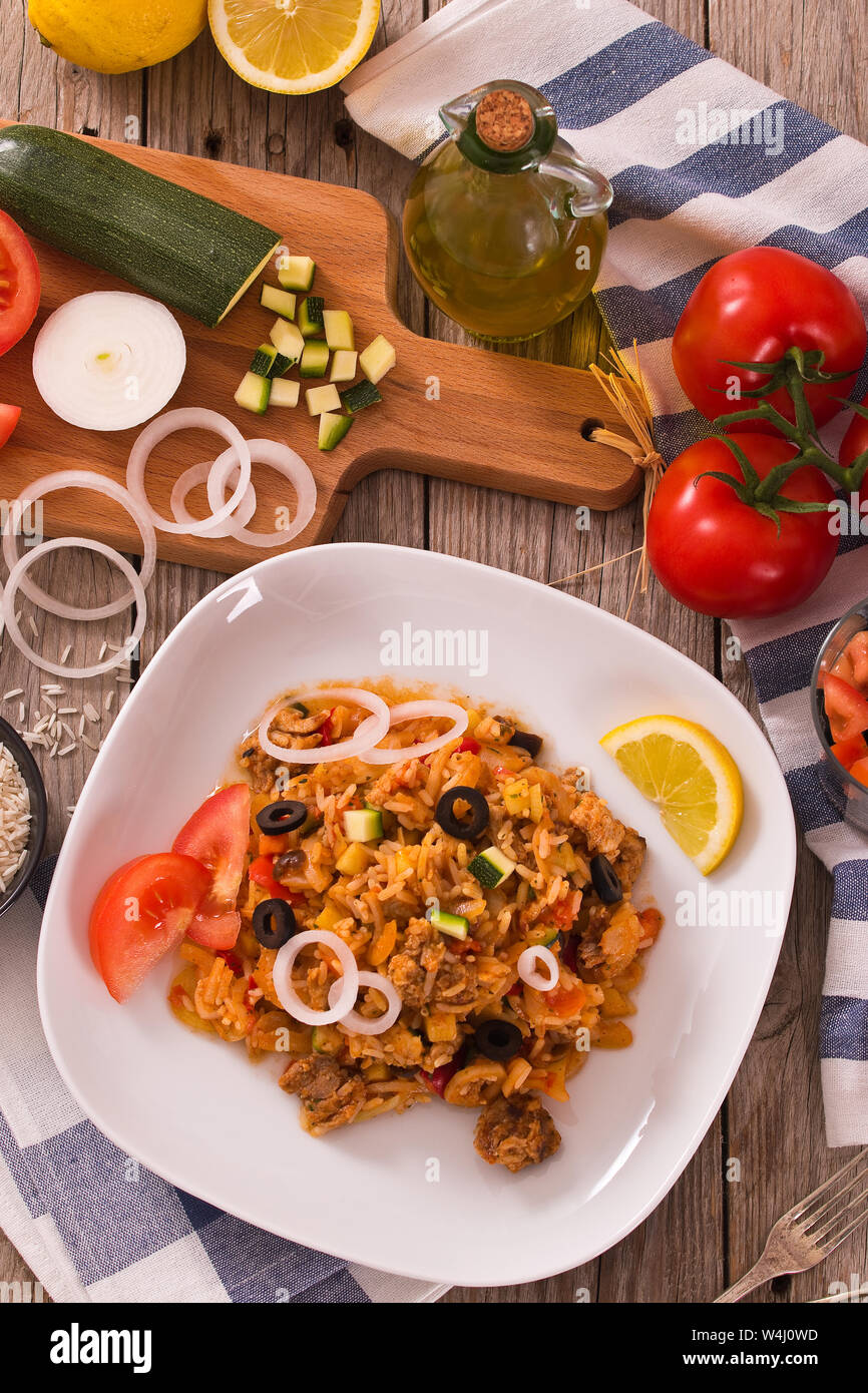 Gyros rice dish Stock Photo - Alamy