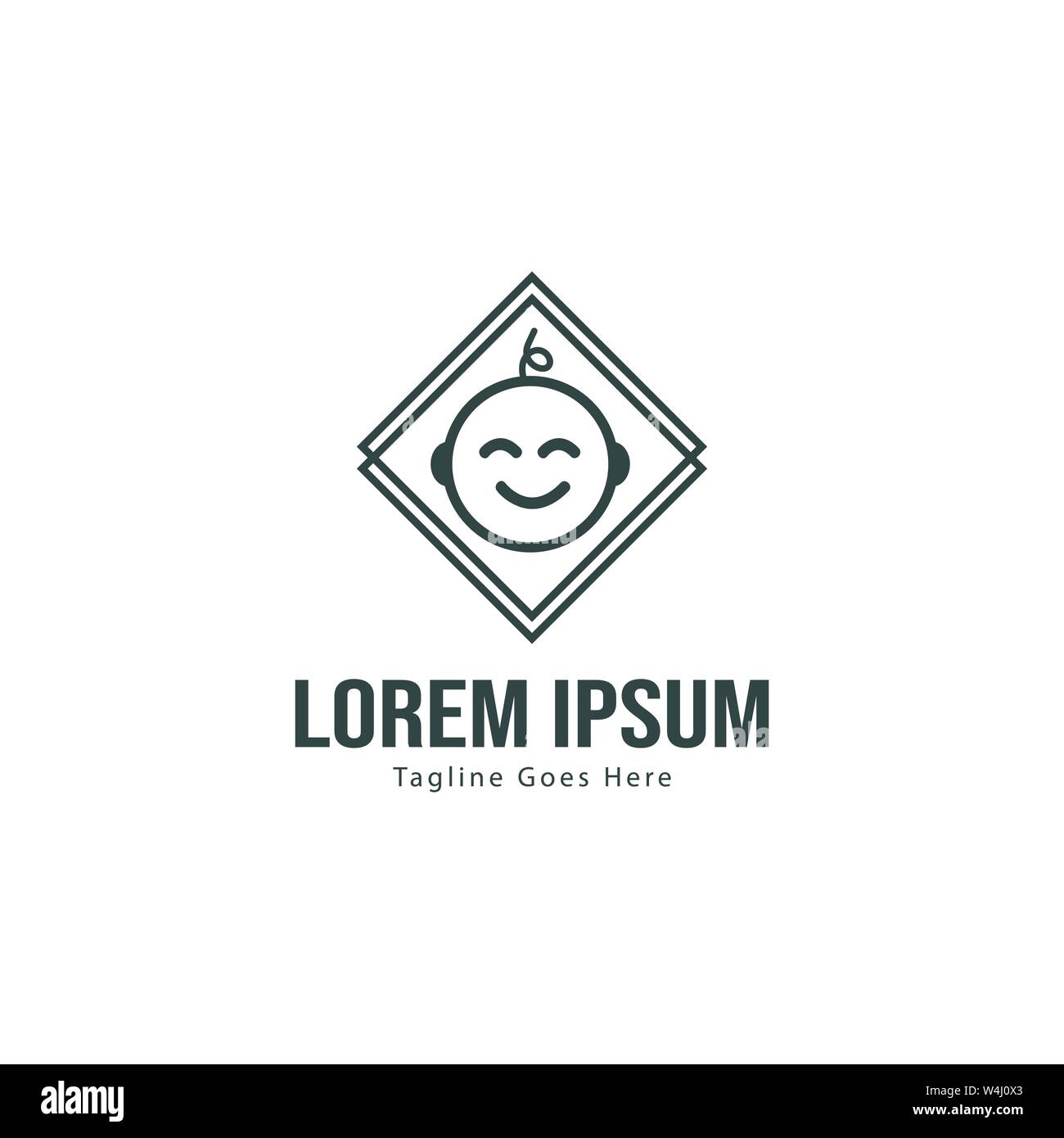 Baby logo template design. Minimalist baby logo with modern frame ...