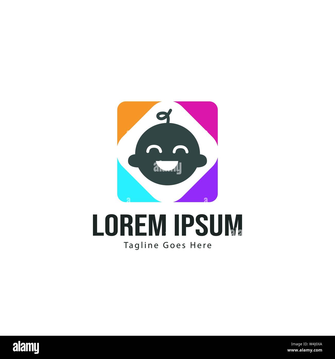 Baby logo template design. Minimalist baby logo with modern frame ...