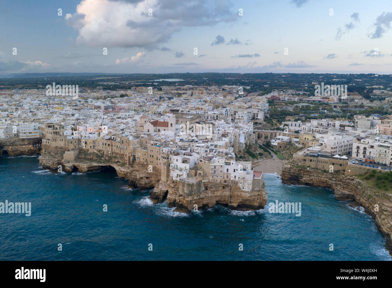 Polignano a Mare, aerial view above the sea, Italy Stock Photo - Alamy