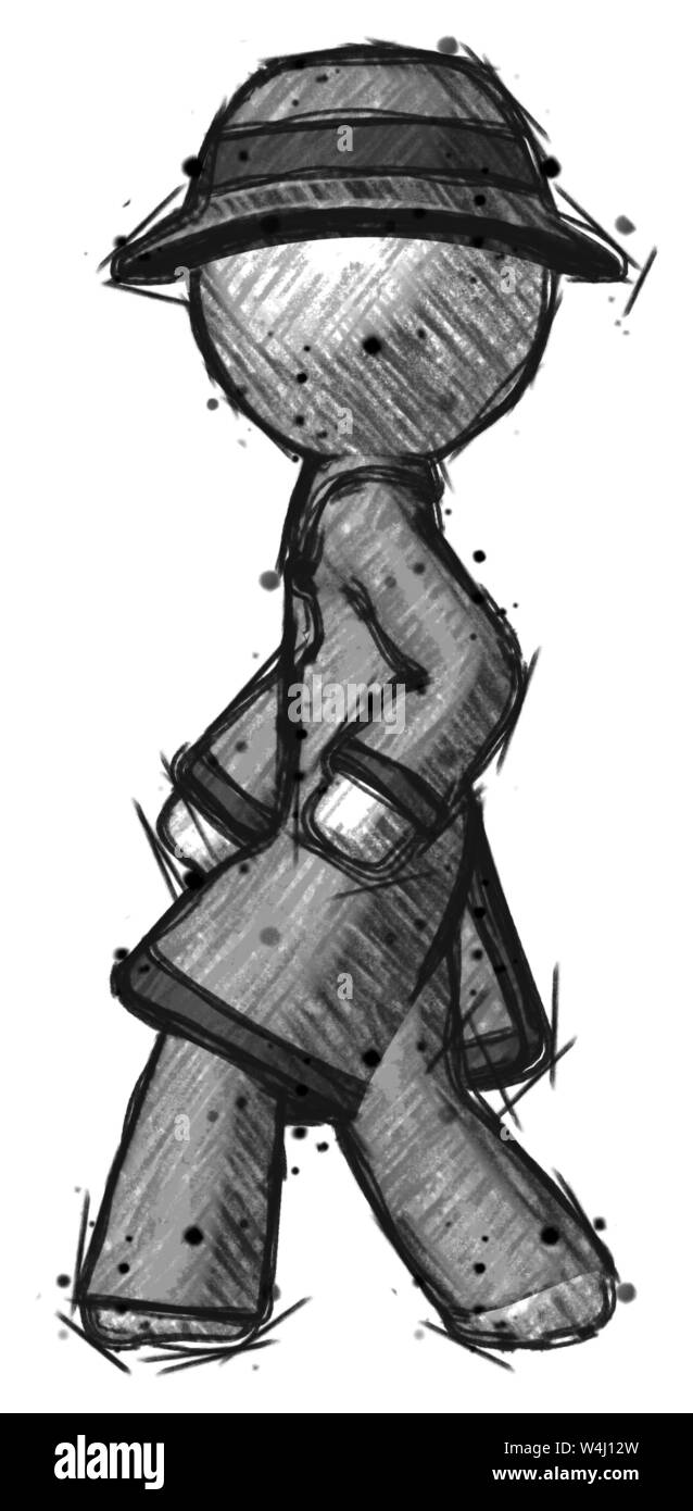 Man Walking Side View Drawing