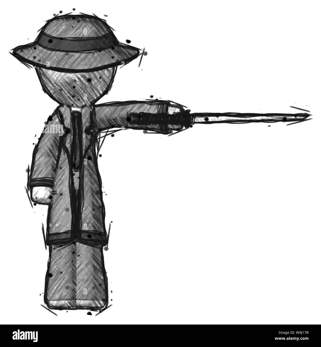 Drawing Of A Person Standing With Sword