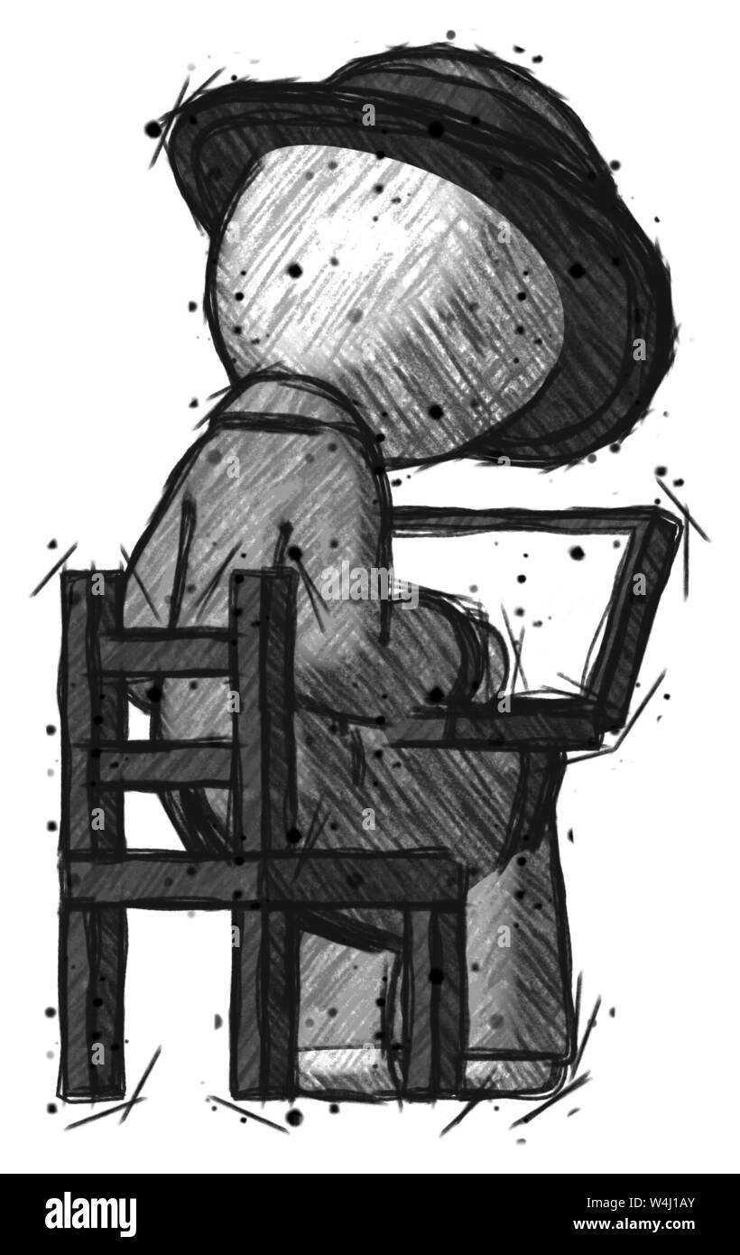 Man using computer back view Black and White Stock Photos & Images - Alamy