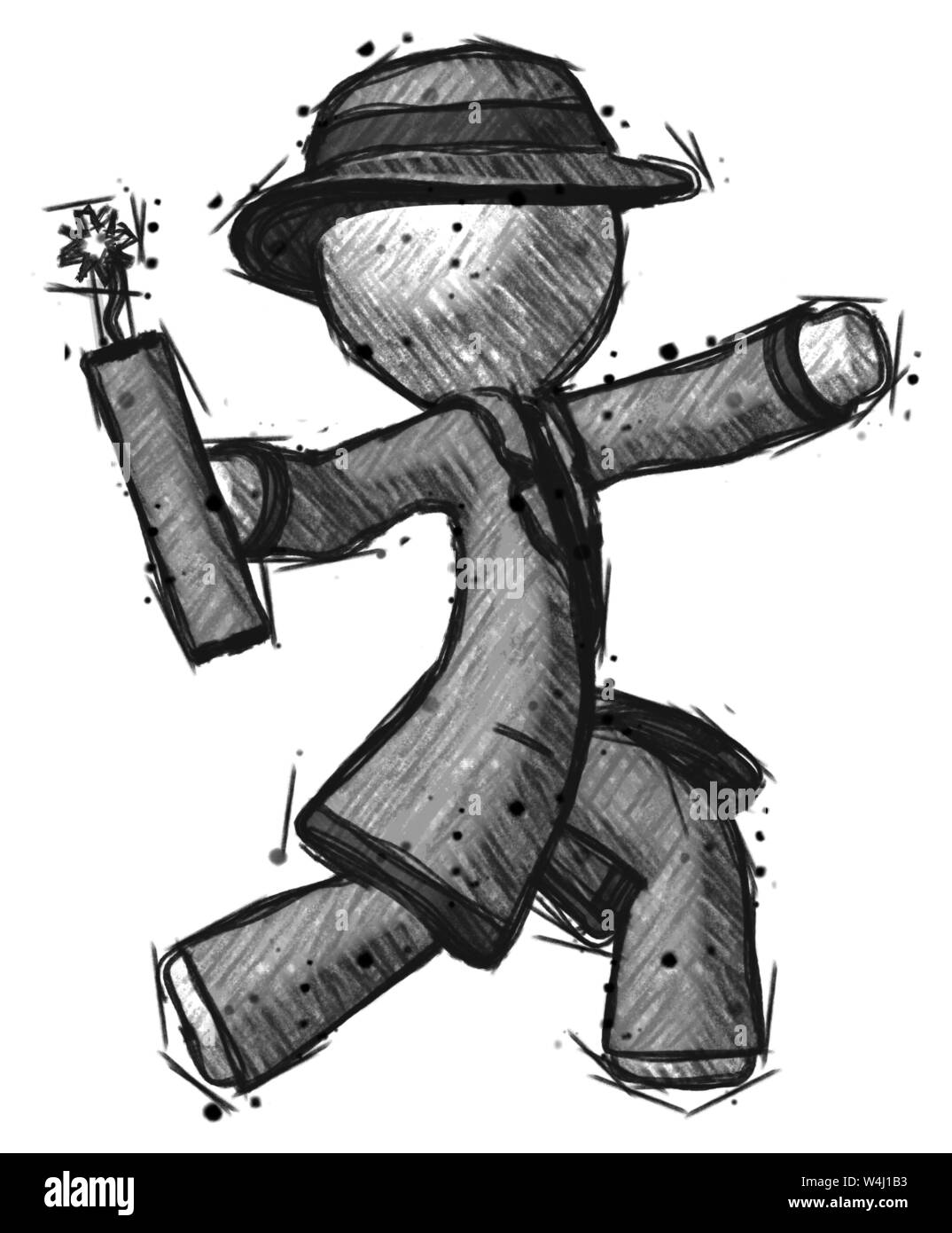 Sketch detective man throwing dynamite Stock Photo - Alamy