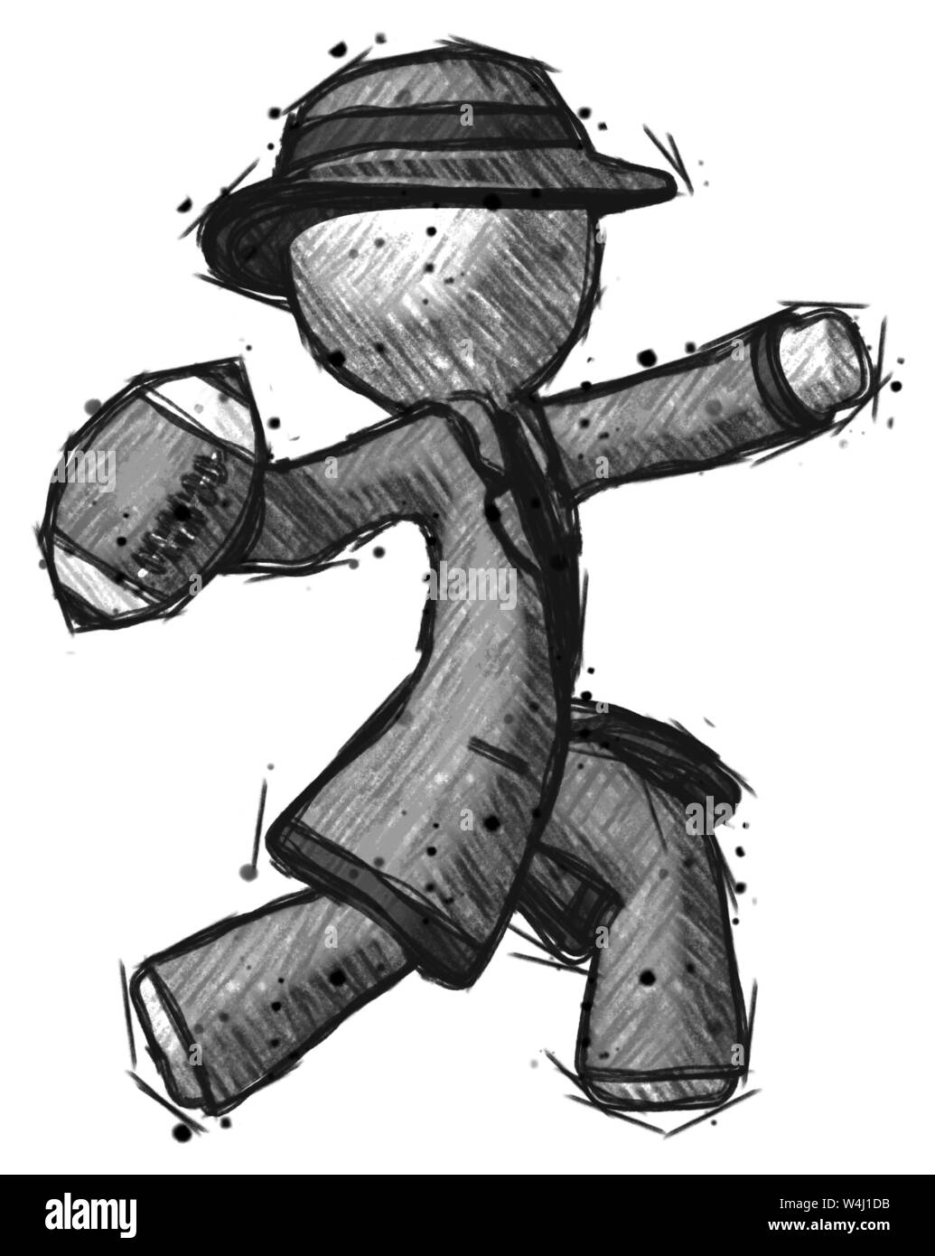 Sketch detective man throwing football Stock Photo - Alamy