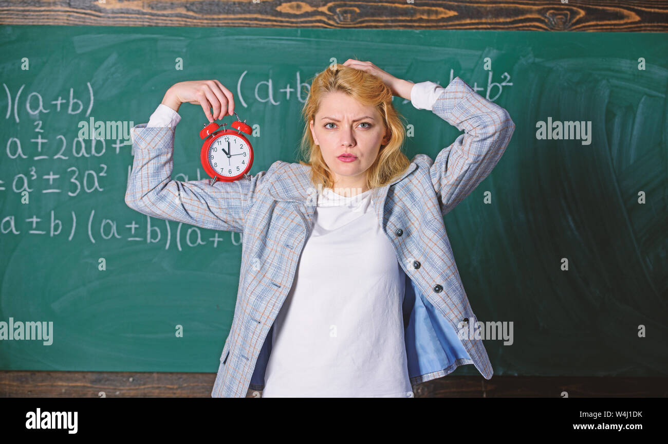 Lessons schedule concept. Time for break. Time has matter for her ...