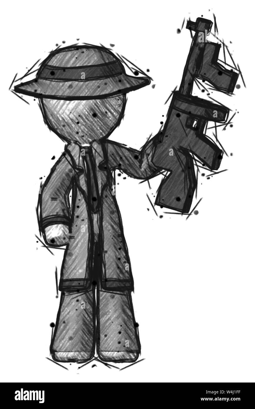 Thug With Gun Drawing