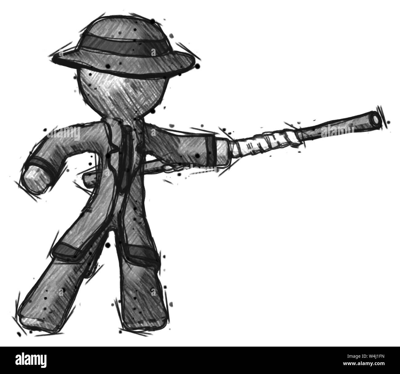 Sketch detective man bo staff pointing right kung fu pose Stock Photo ...