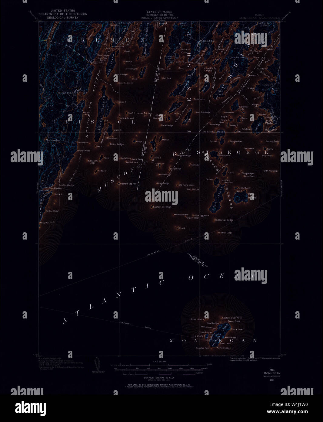 Maine USGS Historical Map Monhegan 460615 1904 62500 Inversion ...