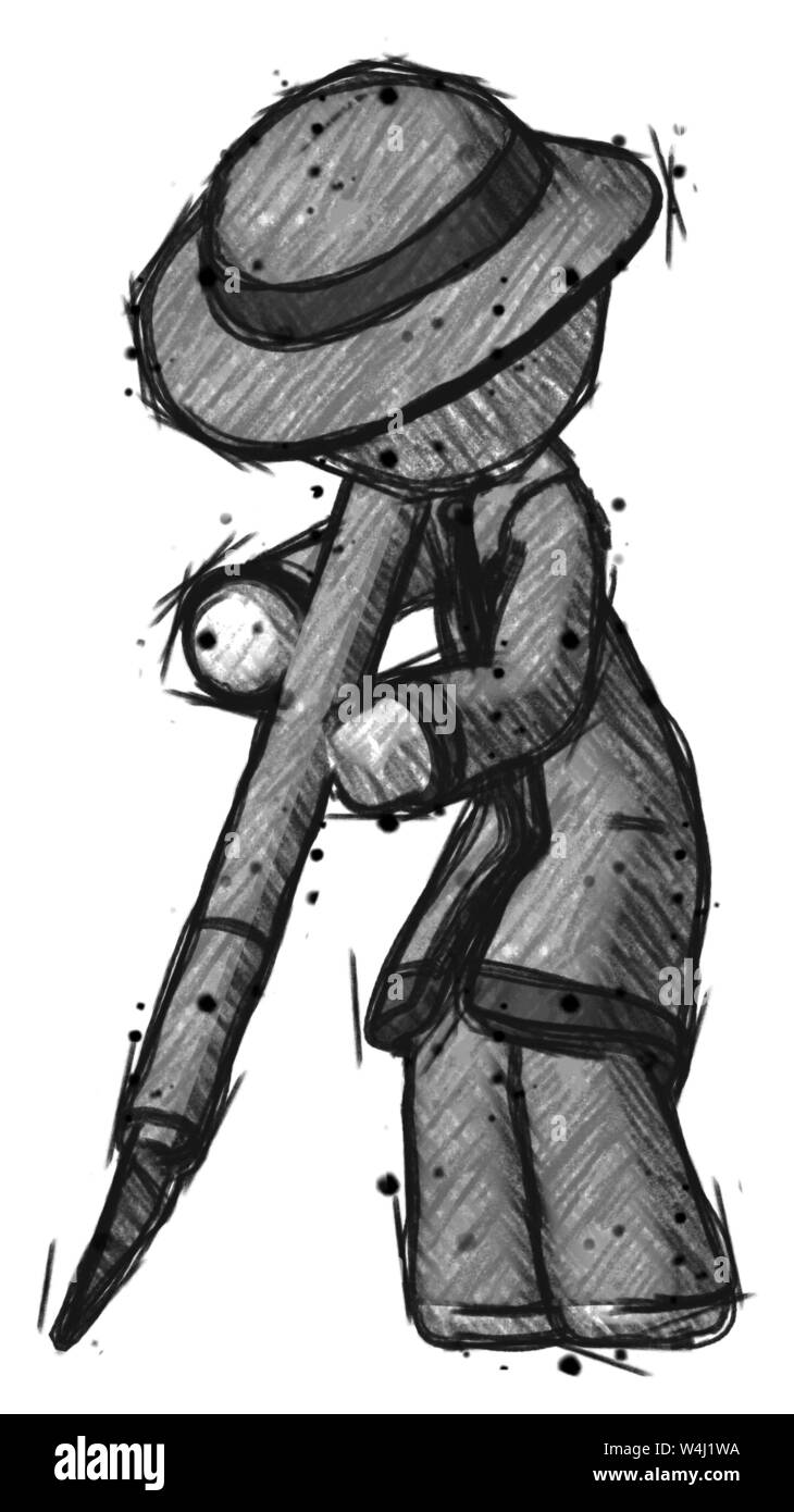 Sketch detective man cutting with large scalpel Stock Photo - Alamy