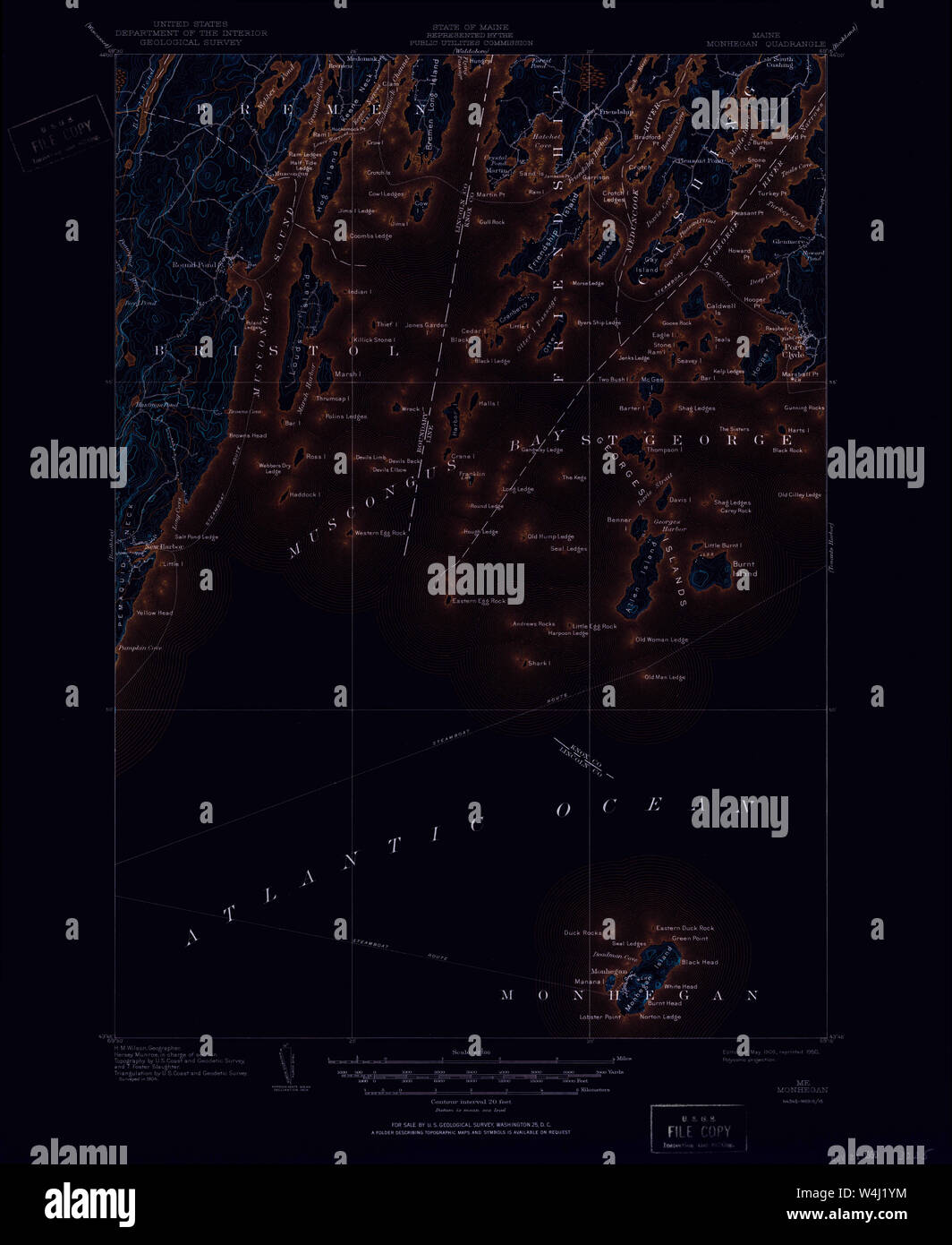 Maine USGS Historical Map Monhegan 460614 1906 62500 Inversion ...