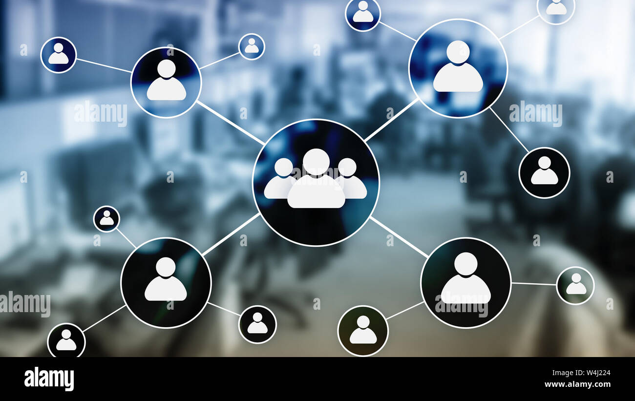 HR - Human resources management concept on blurred business center ...