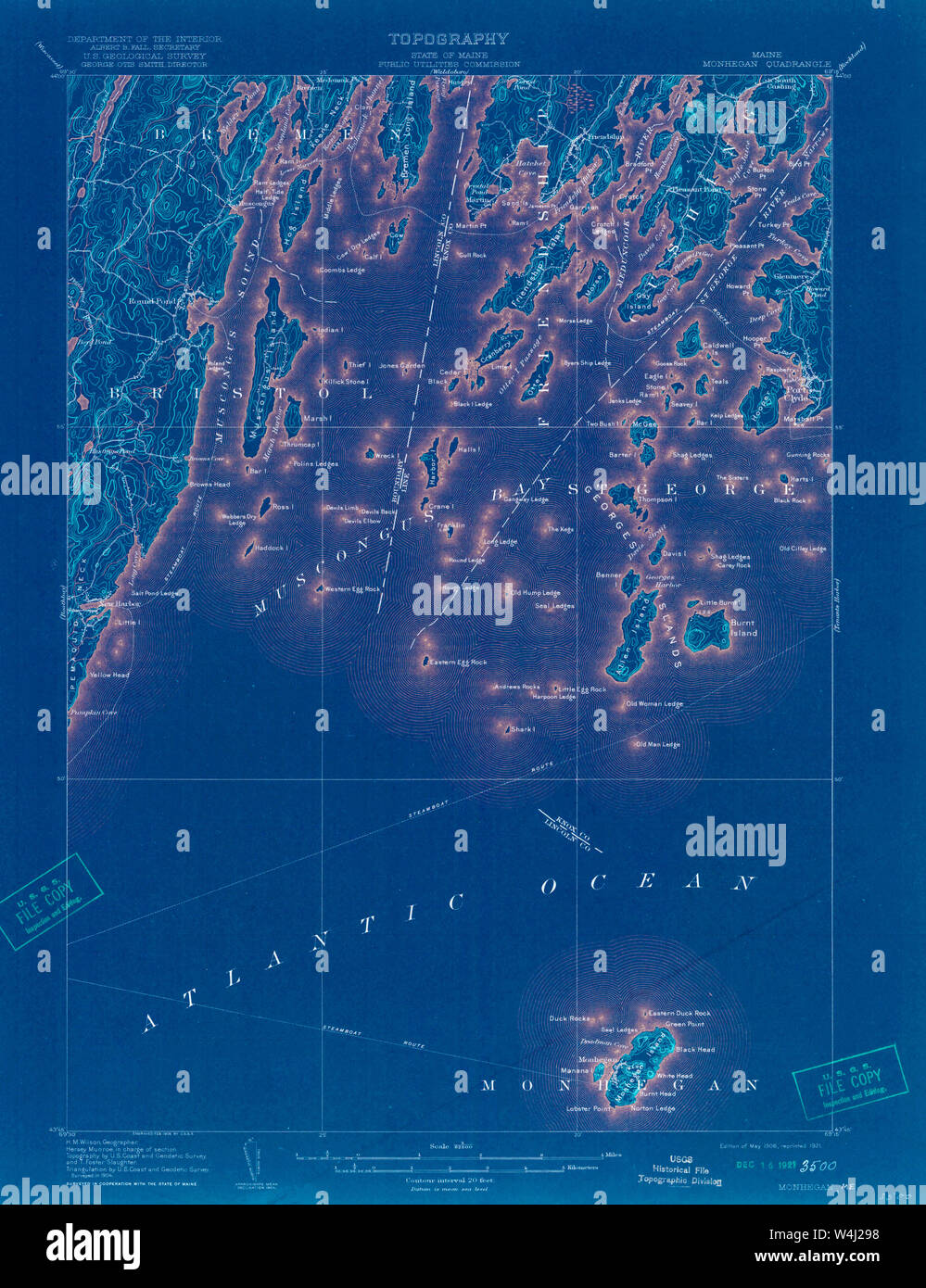 Maine USGS Historical Map Monhegan 807564 1906 62500 Inversion ...