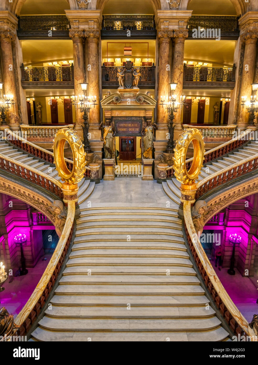 Paris, France - April 23, 2019 - The Grand Staircase at the entry to ...
