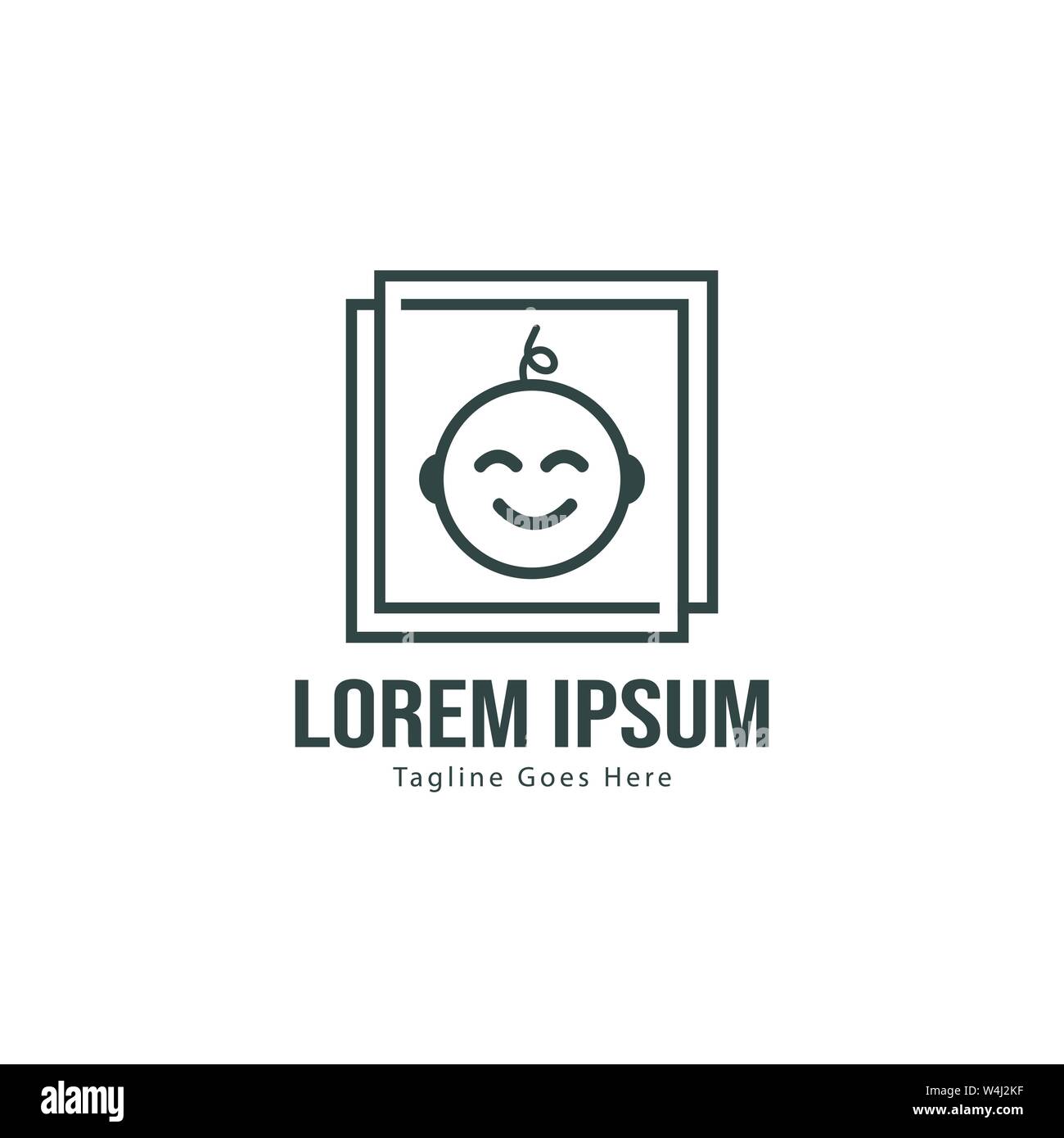 Baby logo template design. Minimalist baby logo with modern frame ...