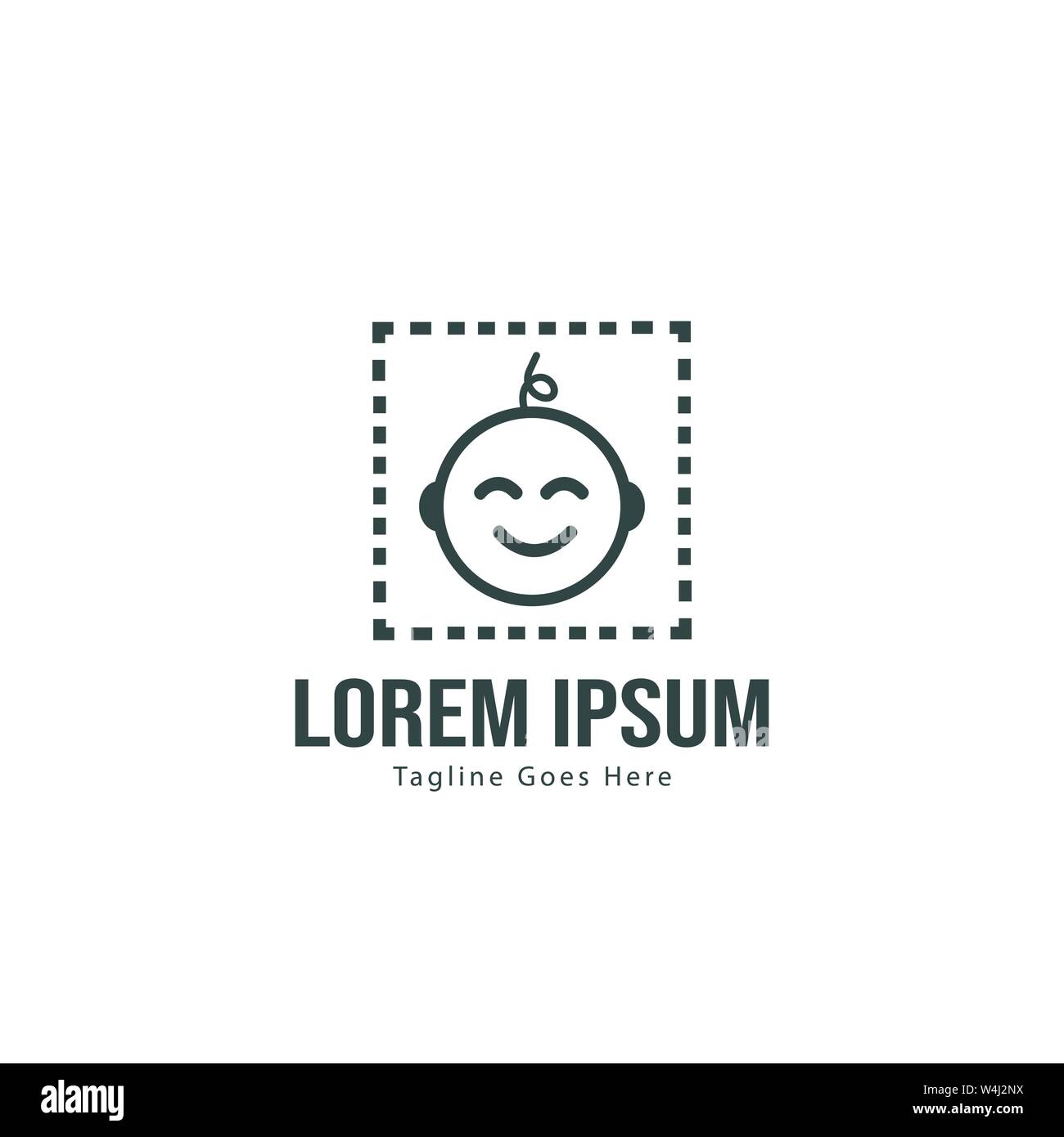 Baby logo template design. Minimalist baby logo with modern frame ...