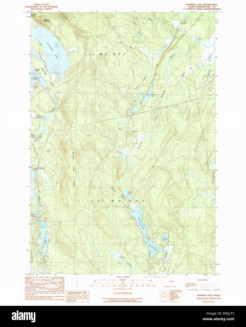 Maine USGS Historical Map Monroe Lake 102763 1990 24000 Restoration ...