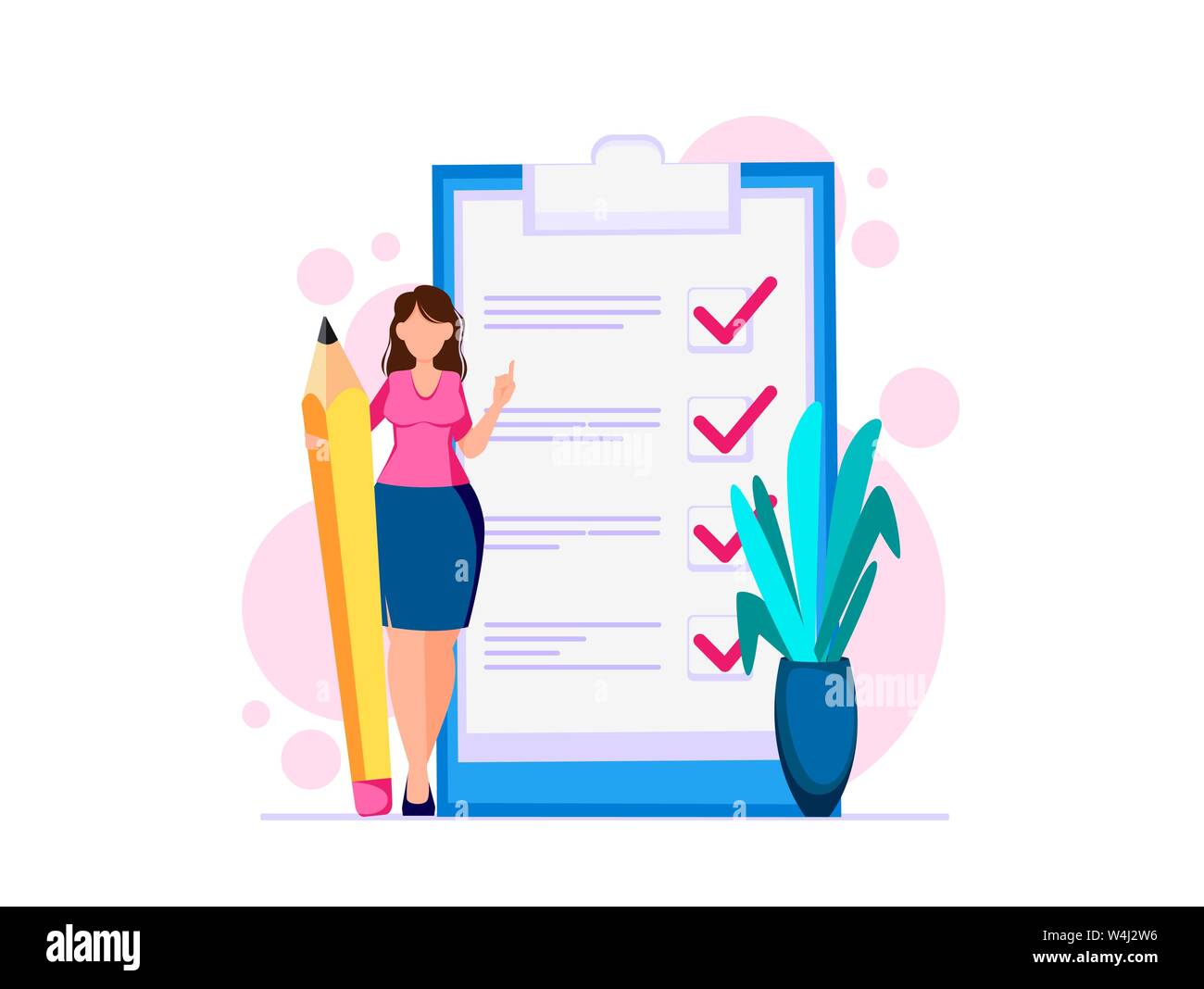 Woman planning month, to do list. Modern businesswoman cartoon ...