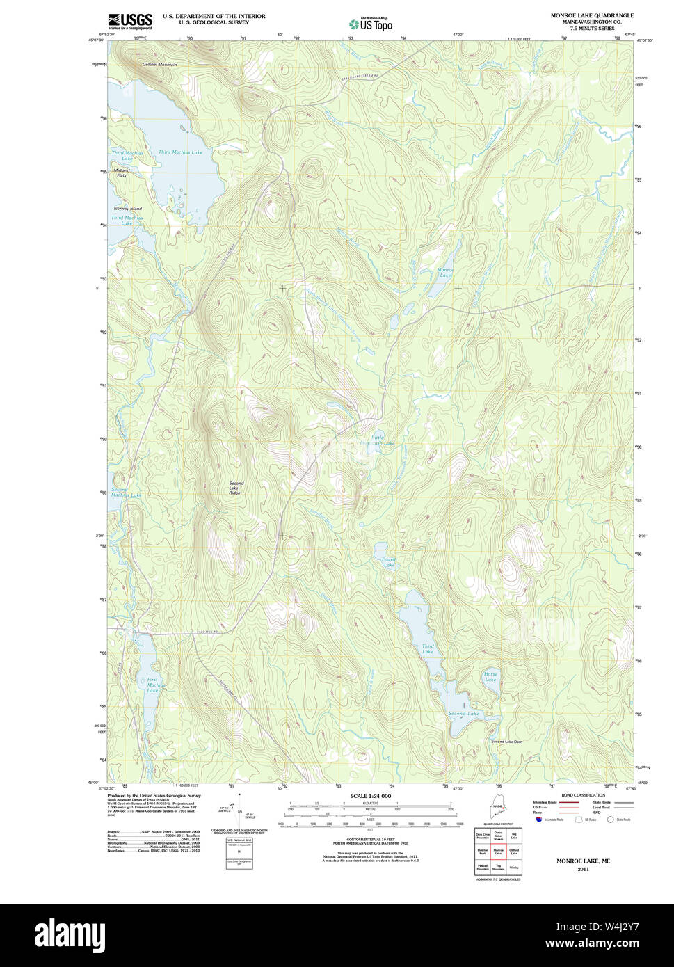 Maine USGS Historical Map Monroe Lake 20110829 TM Restoration Stock ...