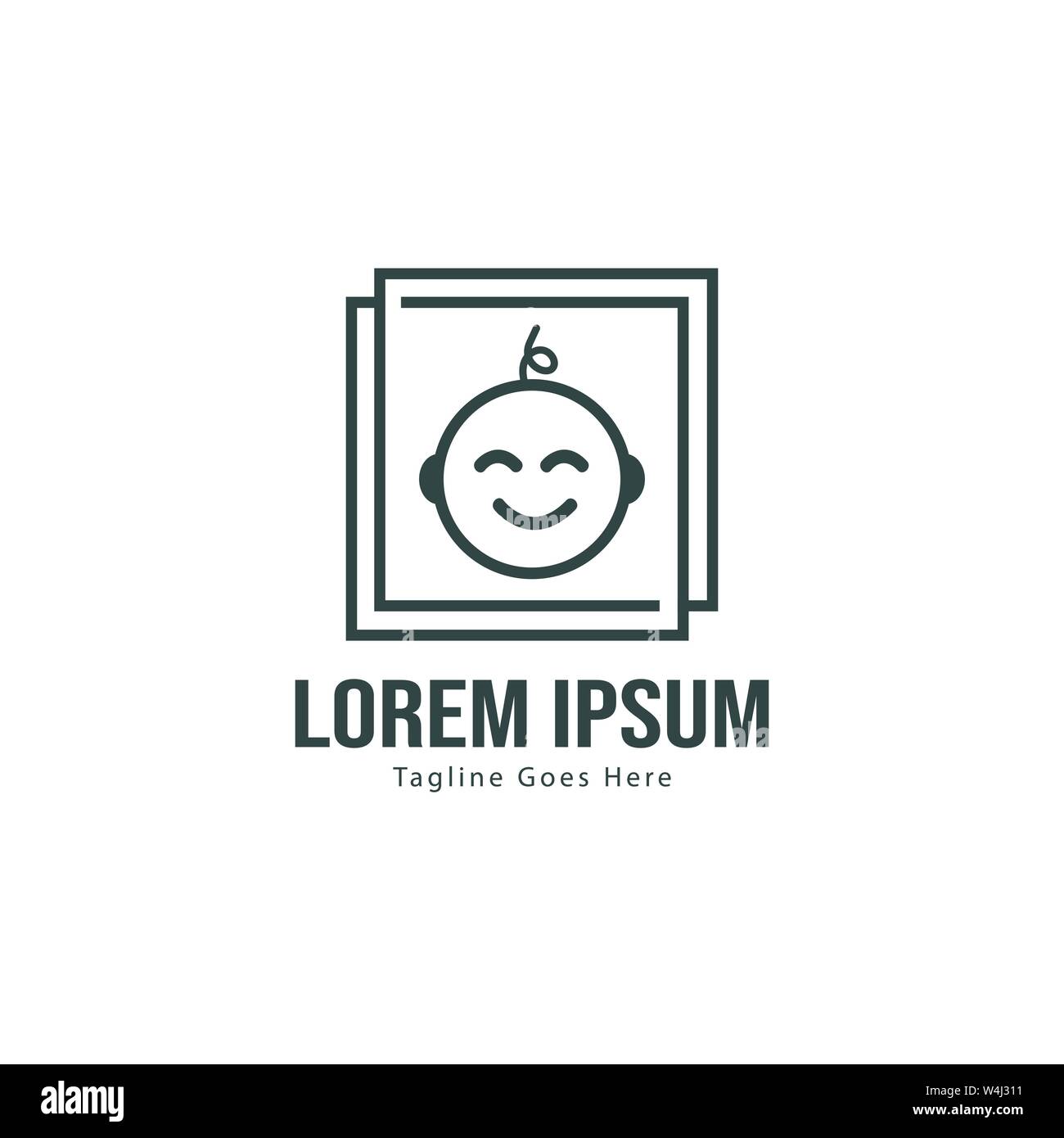 Baby logo template design. Minimalist baby logo with modern frame ...