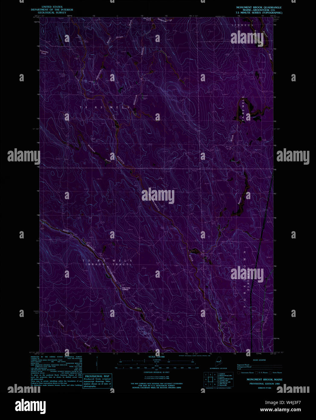 Maine USGS Historical Map Monument Brook 102767 1989 24000 Inversion ...