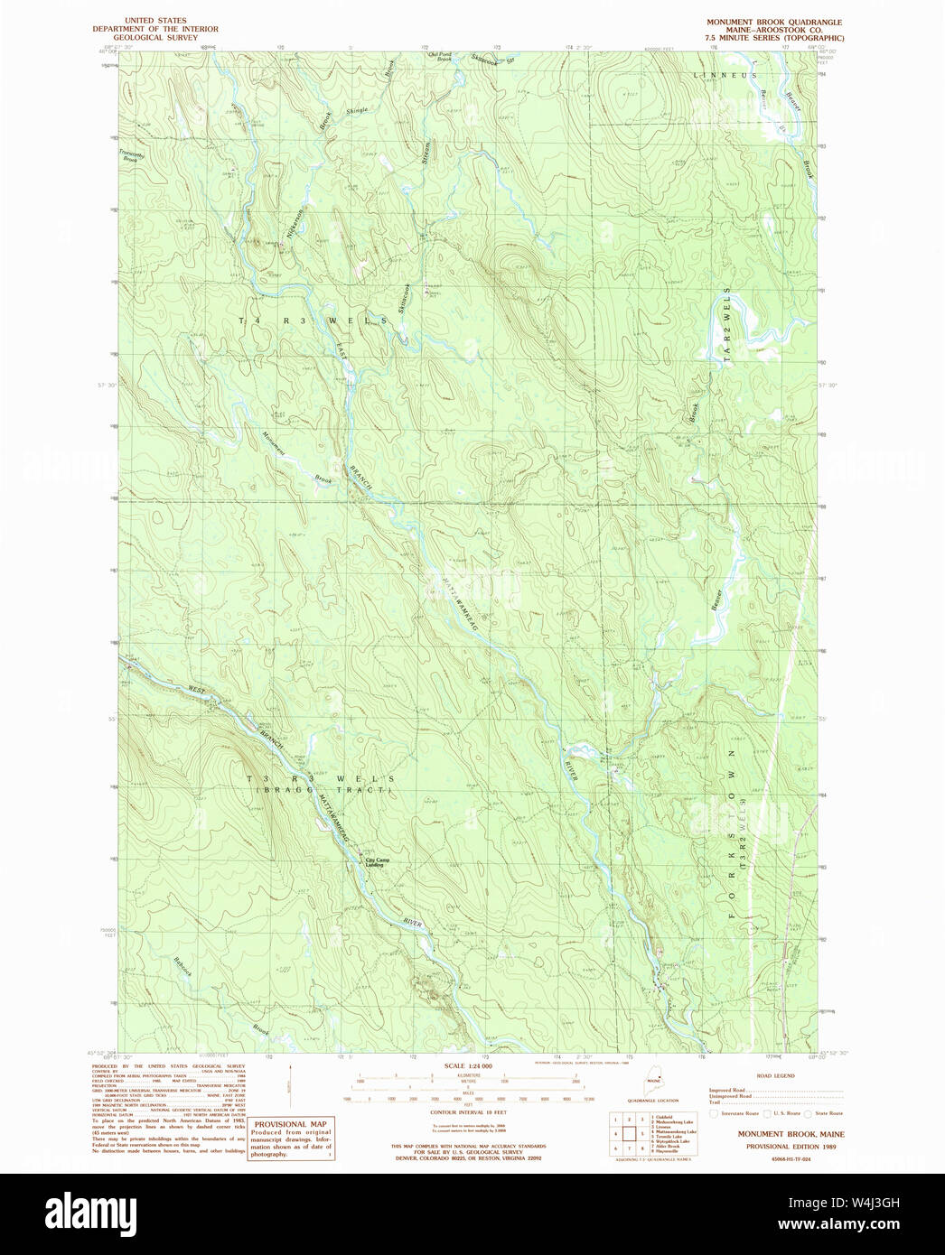 Maine USGS Historical Map Monument Brook 102767 1989 24000 Restoration ...