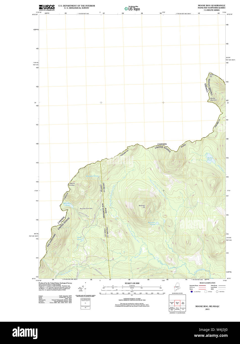 Maine USGS Historical Map Moose Bog 20110829 TM Restoration Stock Photo ...