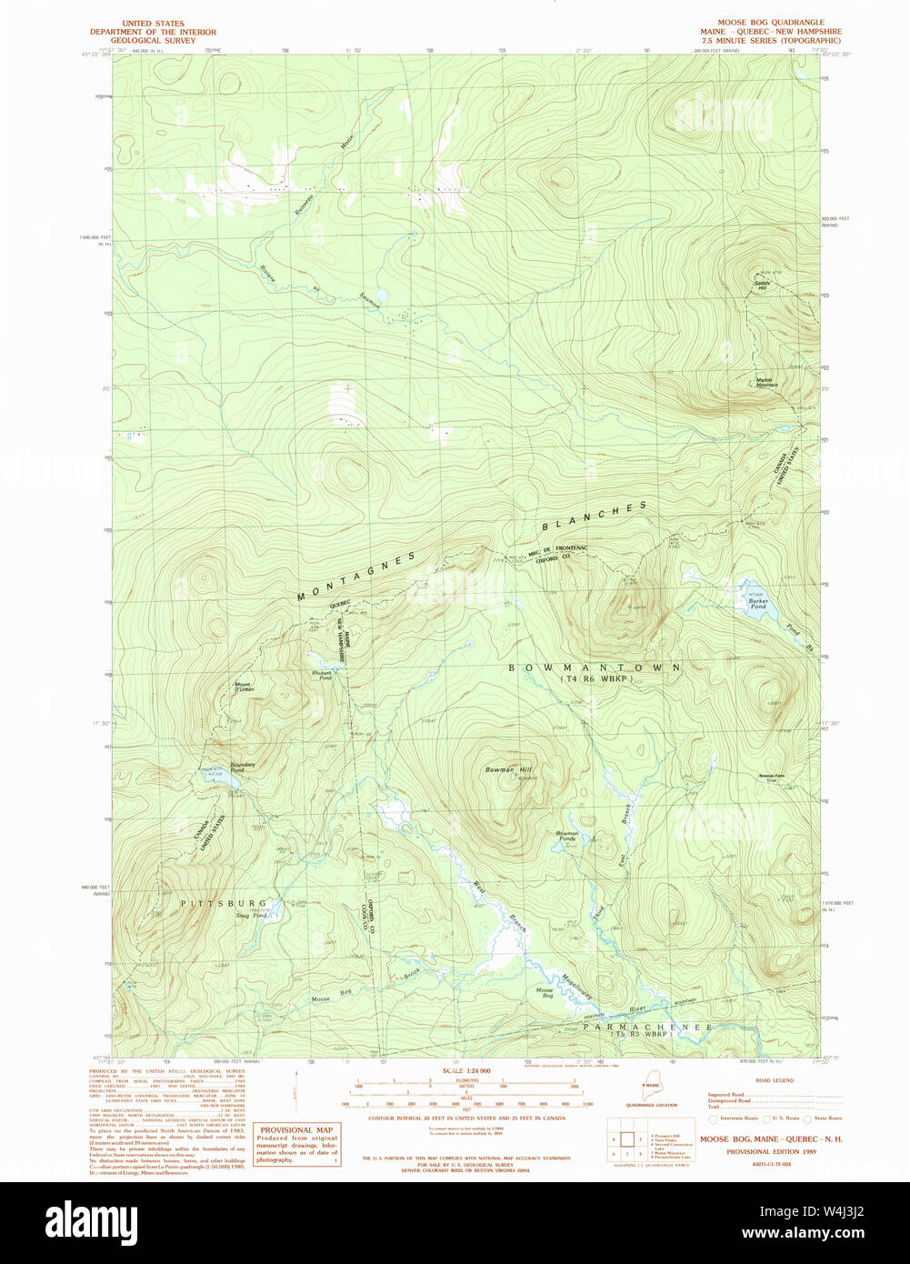 Maine USGS Historical Map Moose Bog 102768 1989 24000 Restoration Stock ...