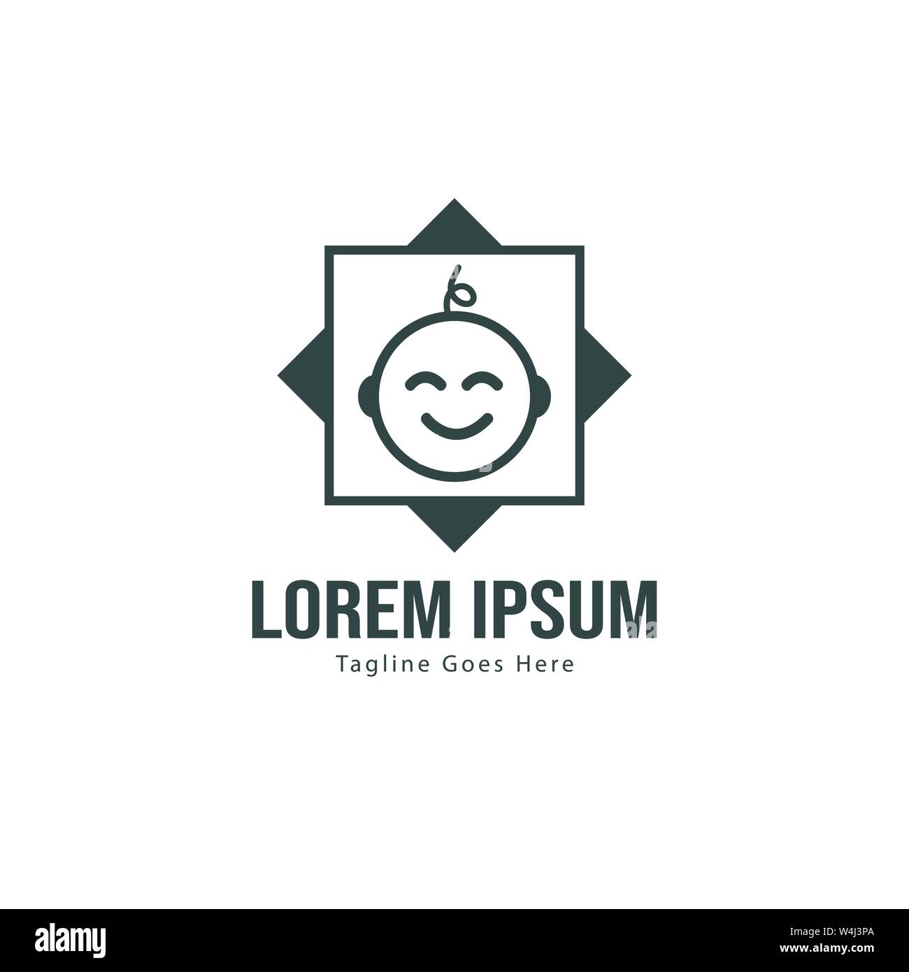 Baby logo template design. Minimalist baby logo with modern frame ...