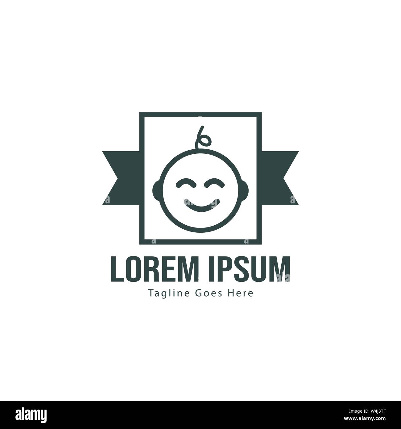 Baby logo template design. Minimalist baby logo with modern frame ...