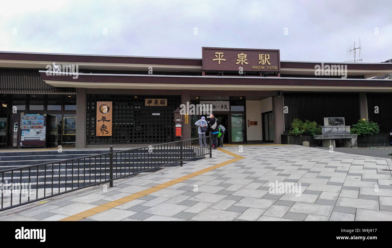 Hiraizumi Station. A railway station on the Tohoku Main Line in the ...