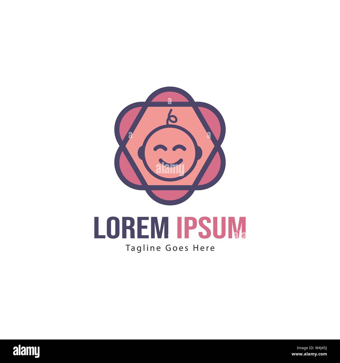 Baby logo template design. Minimalist baby logo with modern frame ...