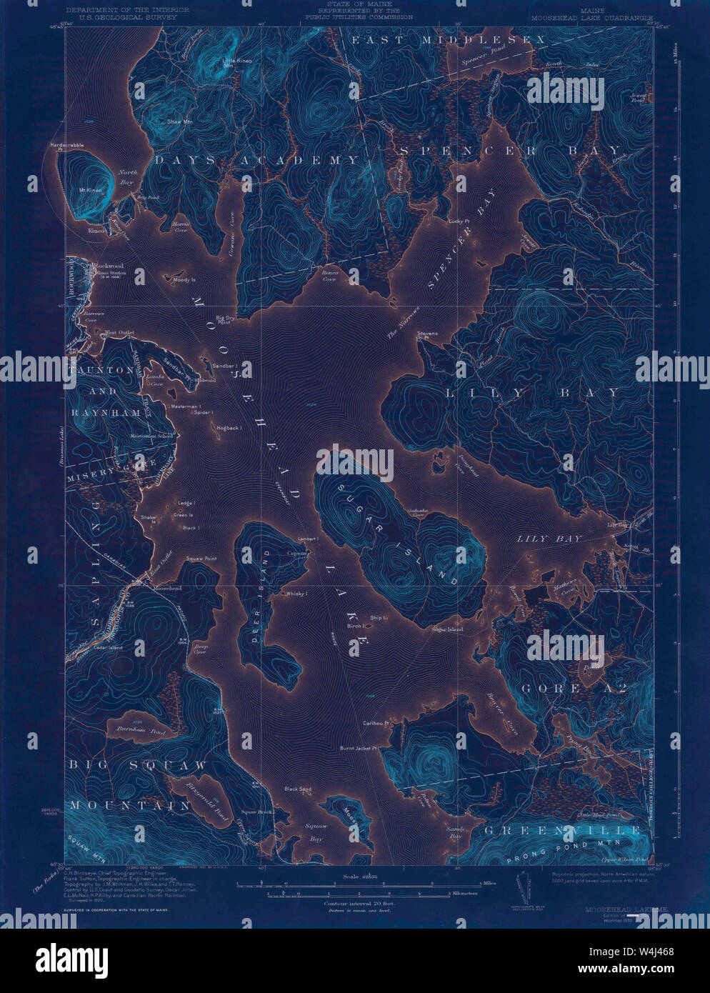 Maine USGS Historical Map Moosehead Lake 306668 1922 62500 Inversion ...