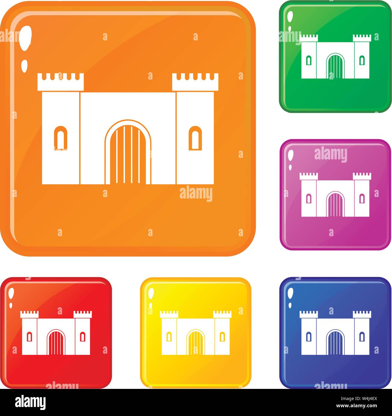 Fortress with gate icons set vector color Stock Vector Image & Art - Alamy