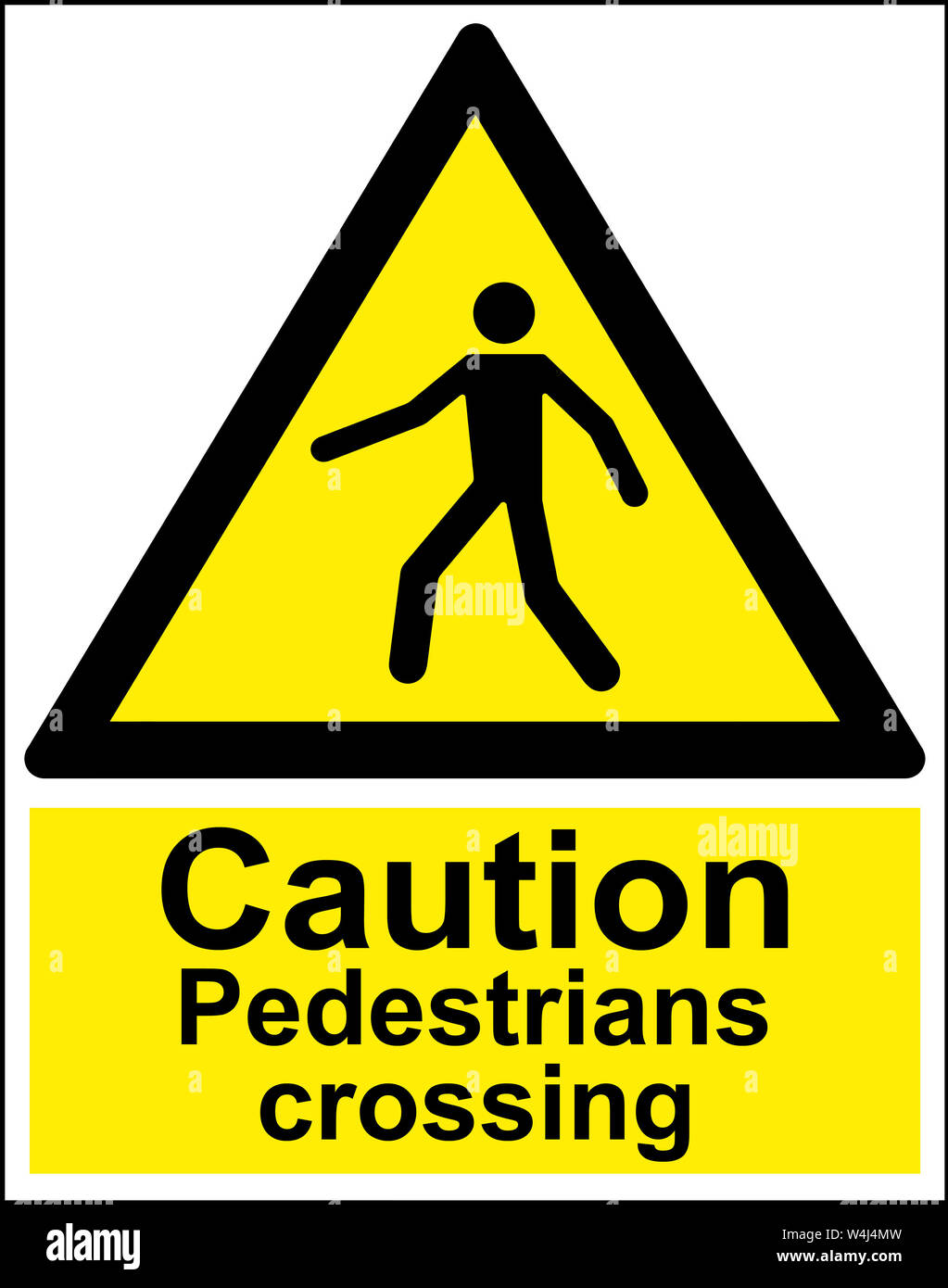 Caution Pedestrians crossing yellow warning sign Stock Photo - Alamy