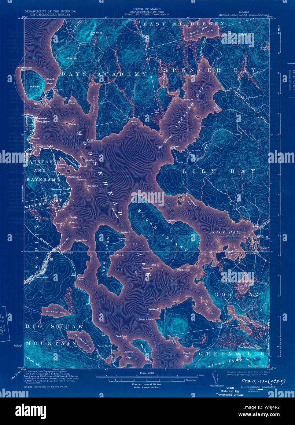 Maine USGS Historical Map Moosehead Lake 807571 1922 62500 Inversion ...