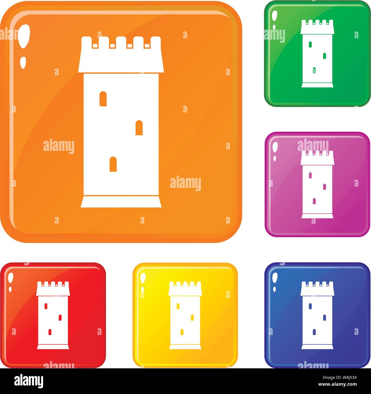 Fortress tower icons set vector color Stock Vector Image & Art - Alamy