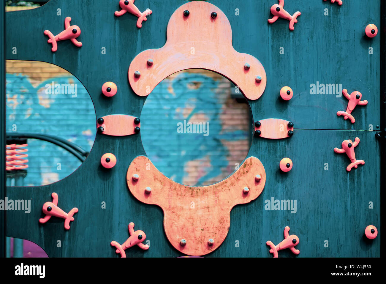 Abstract colorful wooden children's slide, bright background for modern ...