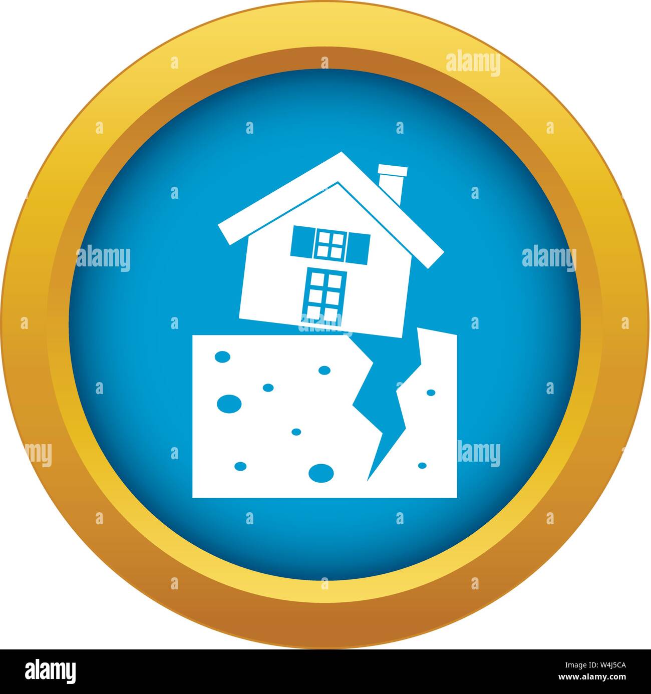 House after an earthquake icon blue vector isolated Stock Vector Image ...