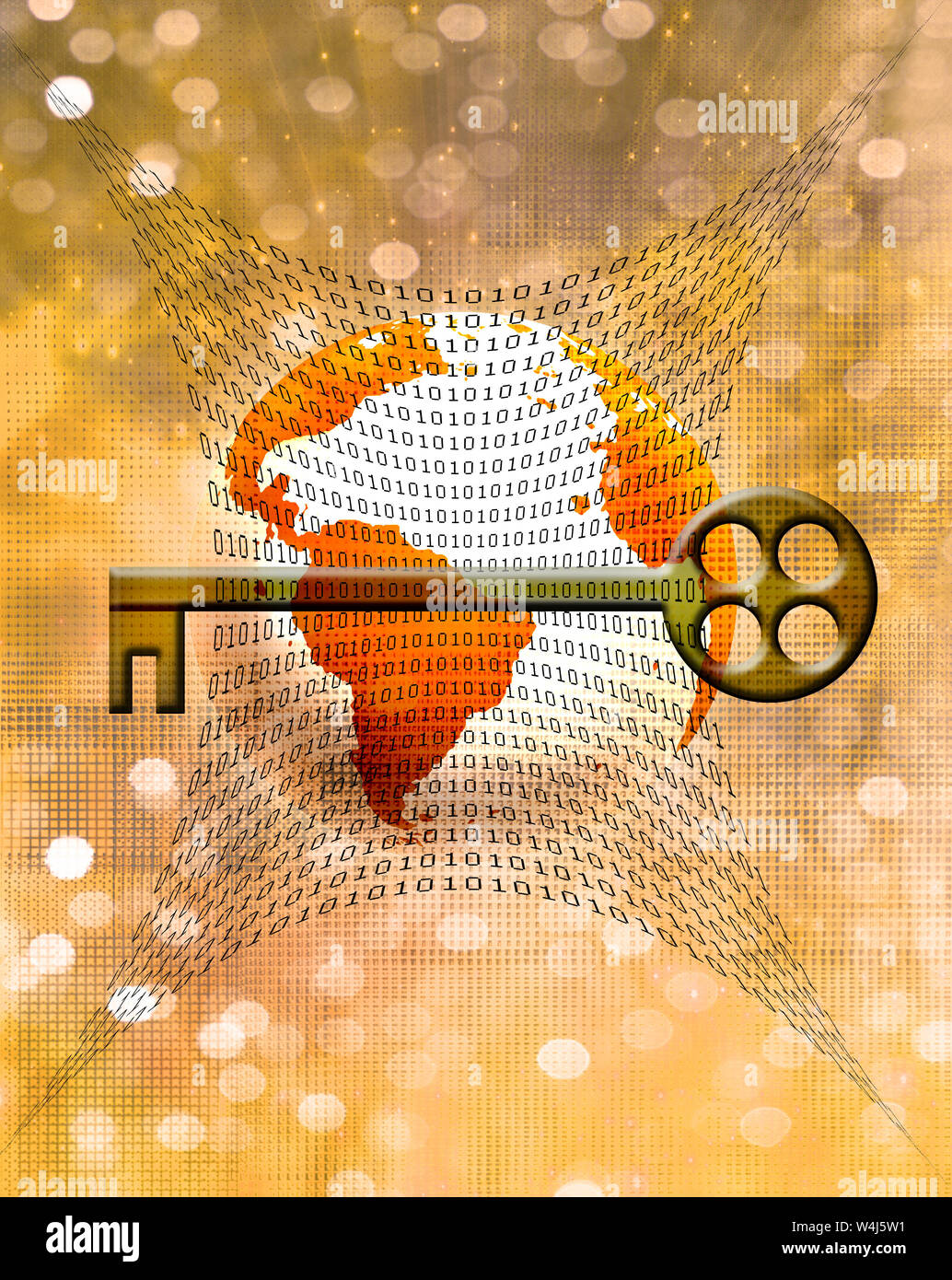 Earth Binary Code and Key Stock Photo - Alamy