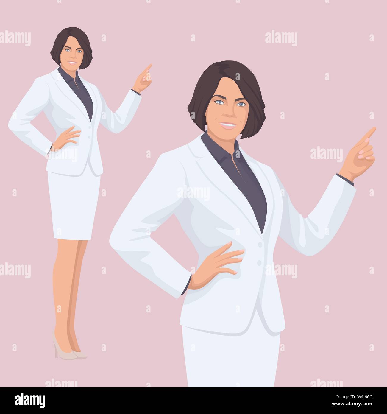 Business Woman smiling. Pointing hand. Successful people. Elegant ...