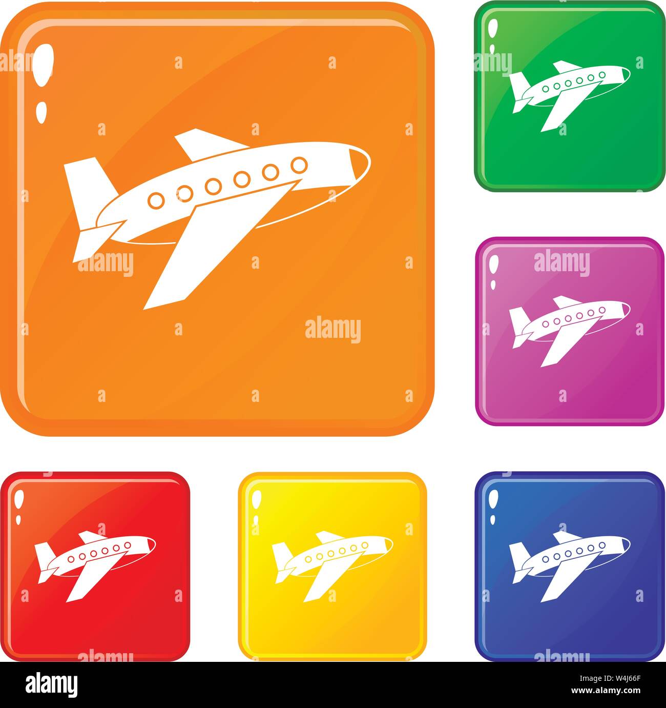 Airplane icons set vector color Stock Vector Image & Art - Alamy