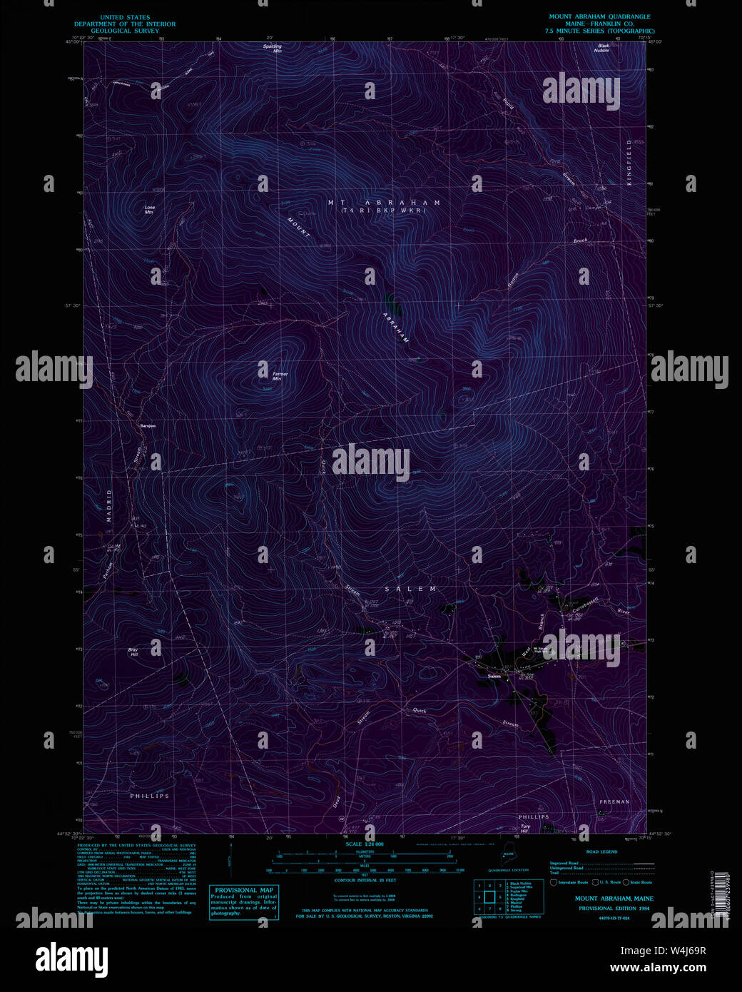 Maine USGS Historical Map Mount Abraham 102774 1984 24000 Inversion ...