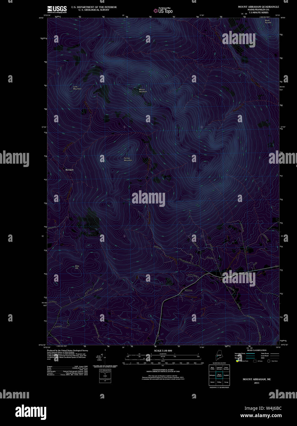 Maine USGS Historical Map Mount Abraham 20110829 TM Inversion ...