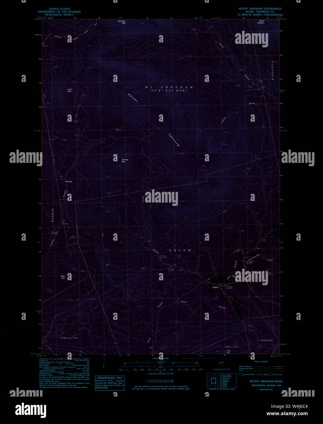 Maine USGS Historical Map Mount Abraham 460632 1984 24000 Inversion ...